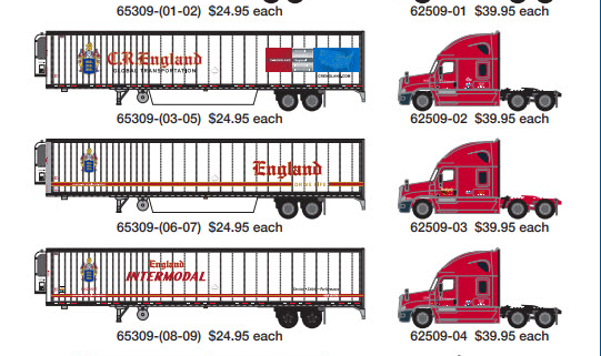 TRAINWORX N SCALE CR ENGLAND REFRIGERATOR TRACTOR TRAILERS